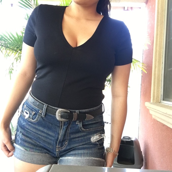 Zara | Tops | Zara Low Cut Black Top | Poshmark